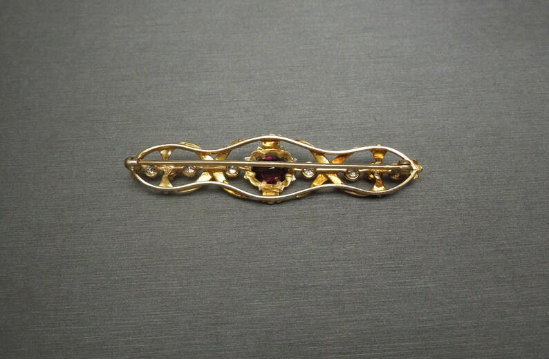 Victorian Garnet Bar Pin / Victorian Baroque Estate Circa 1900 14K Gold ...