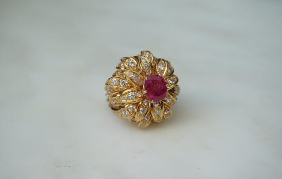 Mid-Century Ruby Cocktail Ring / Vintage Estate C1960… - Gem