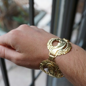 Dove Eternity Bracelet / Antique Estate C1940 Gold Vermeil Sterling ...