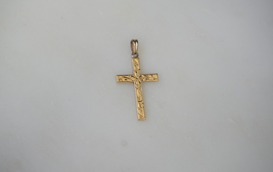 Antique 10K Gold Cross / Antique Estate C1940 10K Gold Victorian Floral ...
