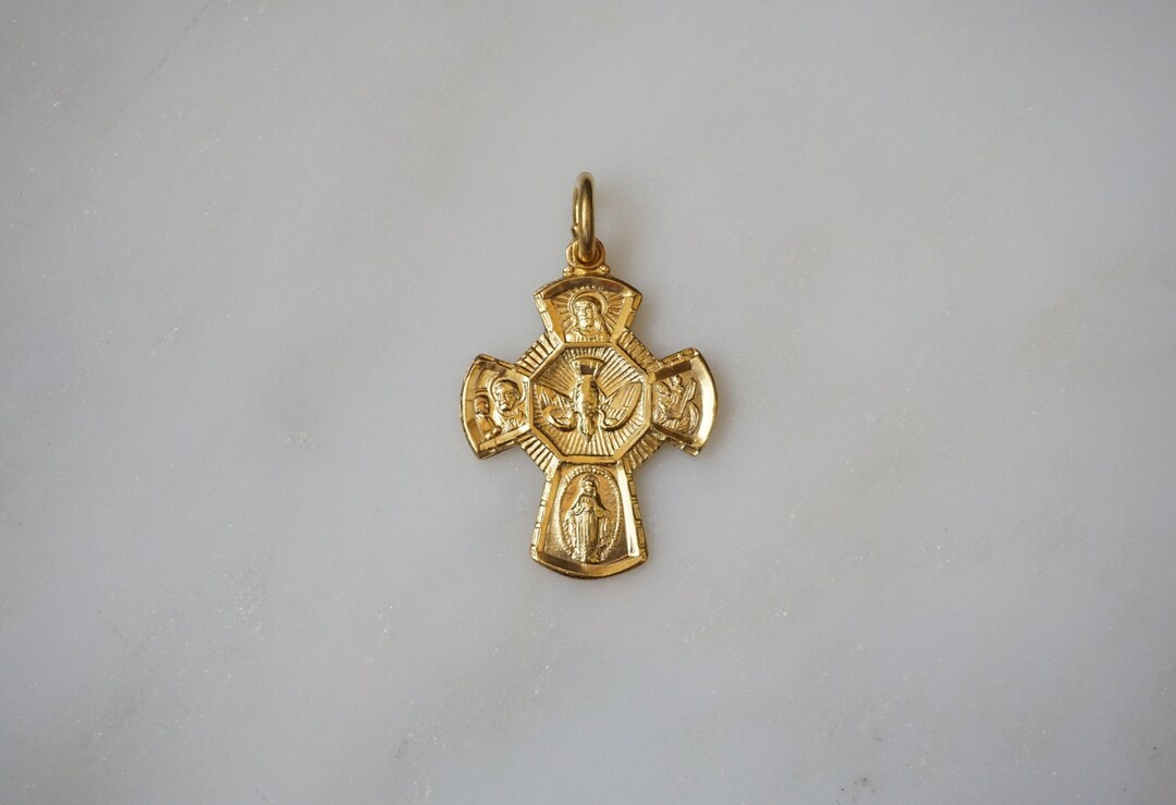Gold Four Way Cross / Mid Century Estate C1960 Gold Vermeil CHAPEL ...