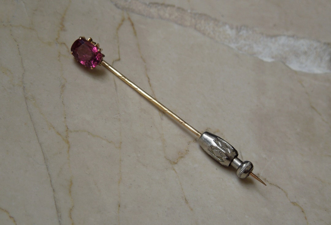 Antique Ruby Stick Pin / Antique Estate 14K Gold 2 Carat Pigeon Blood ...