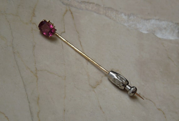 Antique Ruby Stick Pin / Antique Estate 14K Gold 2 ca… - Gem