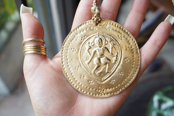 Massive Gold Shiva Medallion / Antique Estate C1930 G… - Gem