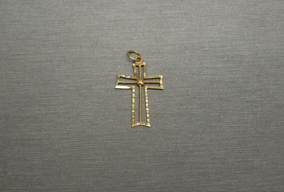 Ancient Style Gold Cross / Vintage Estate Hand Tooled… - Gem