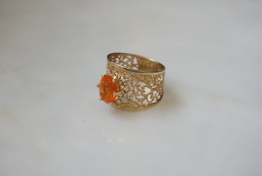 14K Gold Jelly Opal Cigar Band / Vintage Estate 14K Gold Crown Set ...