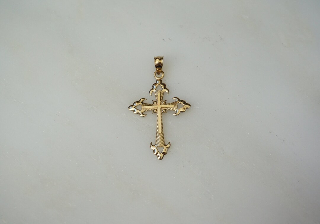14K Gold Michael Anthony Cross / Vintage Estate 1980s 14K Gold Double ...