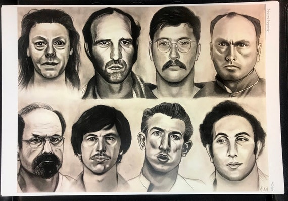 MURDER INC. Serial Killer Freehand Portrait Charcoal Collage | Etsy