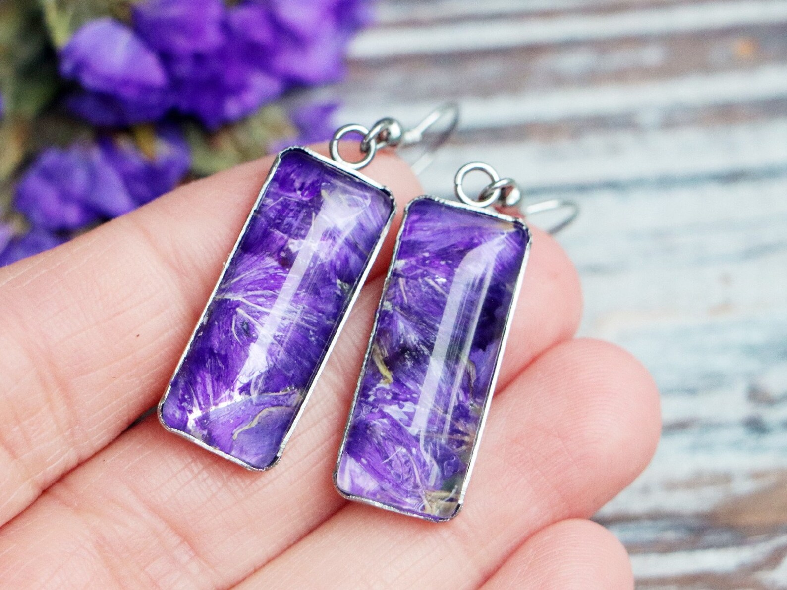 Funeral Flower Earrings Funeral Flower Keepsake Funeral | Etsy