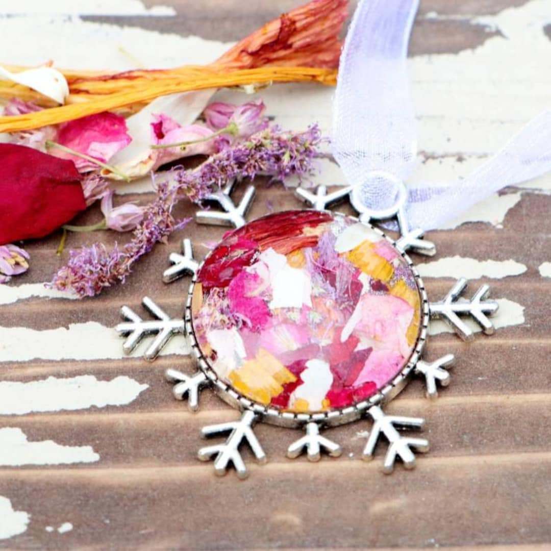 Preserved Flower Memorial Snowflake Ornament Keepsake - Etsy