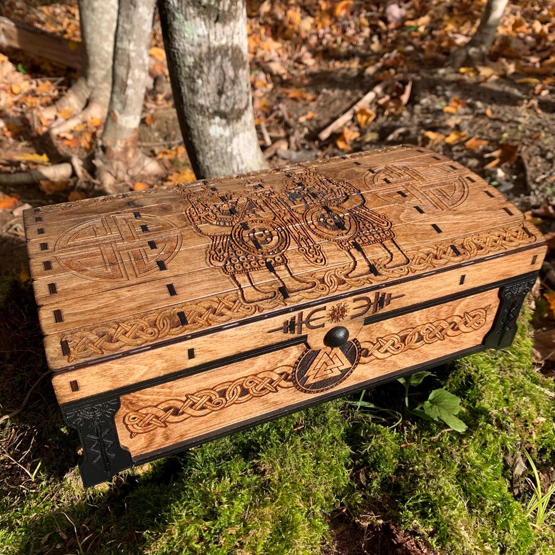 Keepsake Chest: "einherjar of Valhalla"; Laser-engraved Box, Viking ...