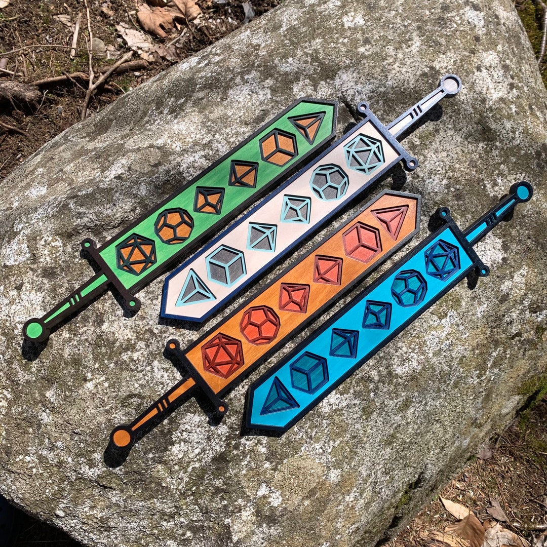 Dimensional Art: "how We Roll" - Dice Sword Decoration, Wooden Layered ...
