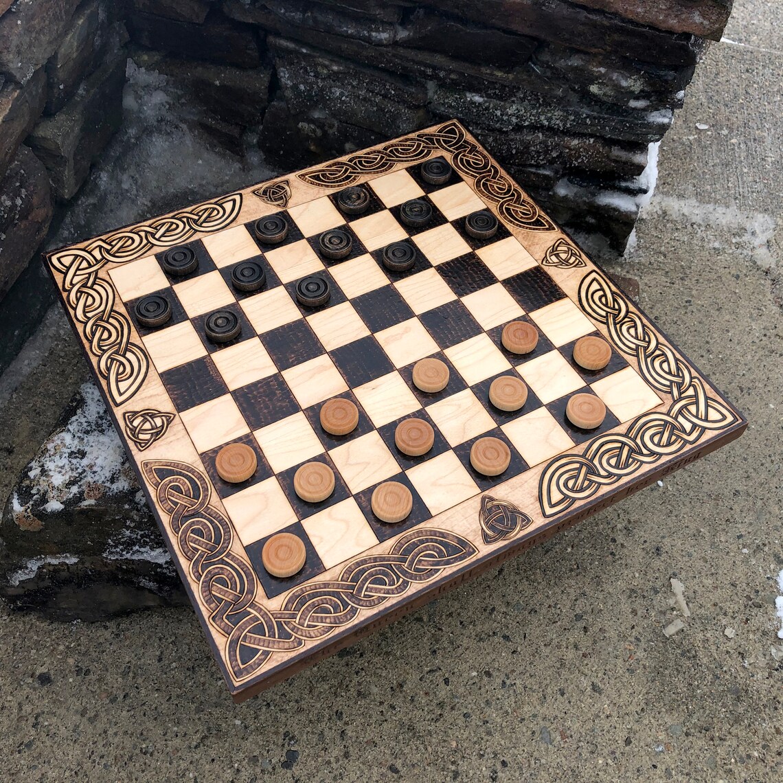 Checkers: English Draughts, Drafts, Handcrafted Wooden Game W/ Wood ...