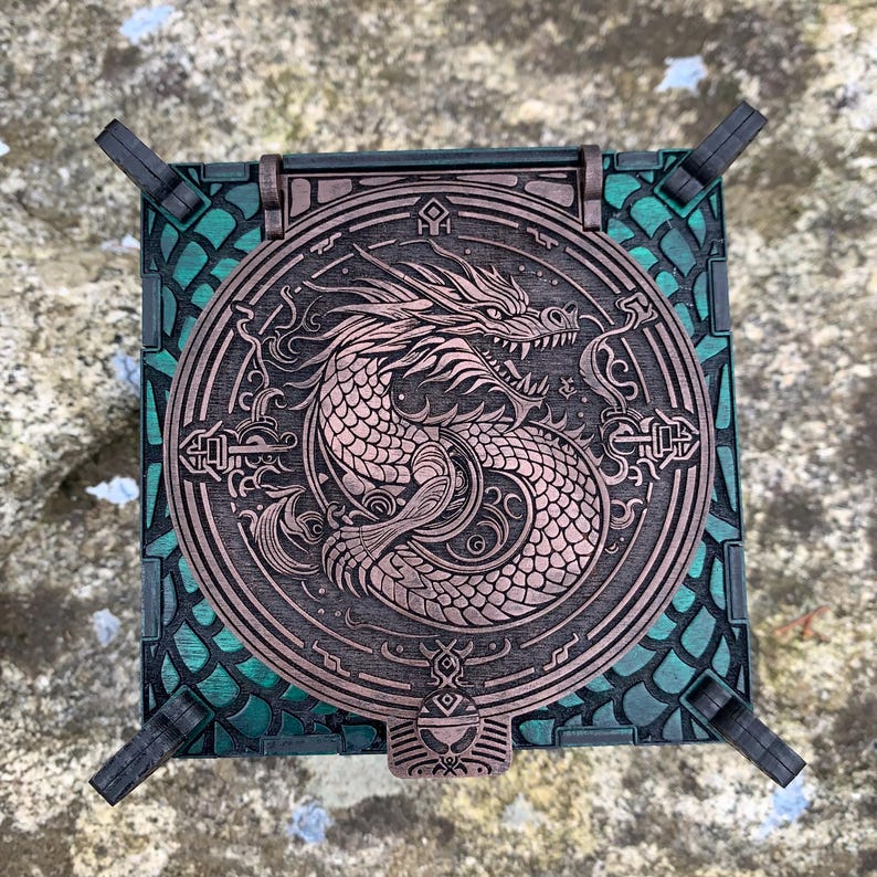 Cube Container: "eastward Dragon" - Laser-engraved, Dragon-themed ...