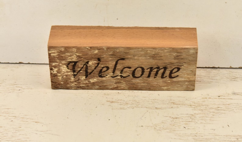 Welcome Inspirational Reclaimed Wood Block Sign | Etsy
