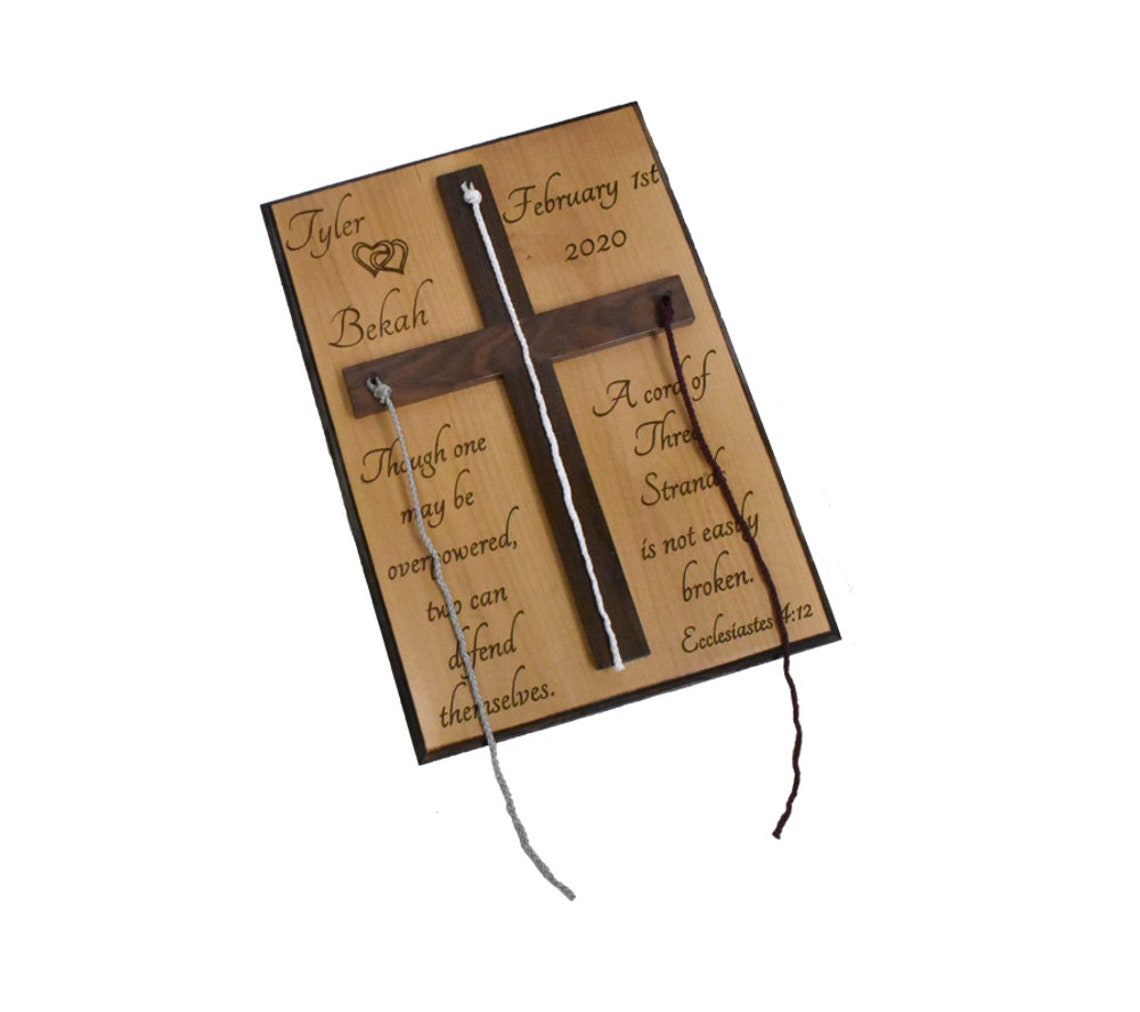 Wood Wedding Unity Signs Cord of Three Strands Ecclesiastes - Etsy