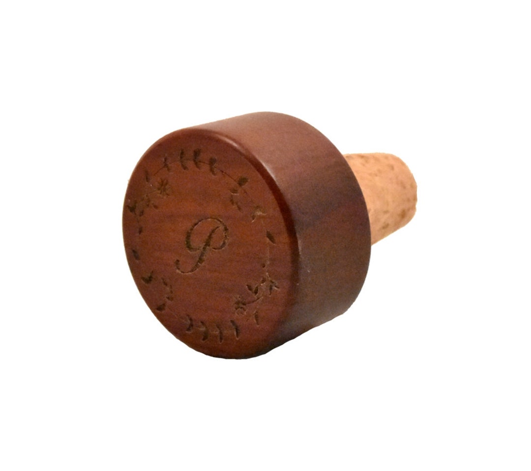 Laser Engraved Initial Wine Stopper- Custom Engraved Initial With ...