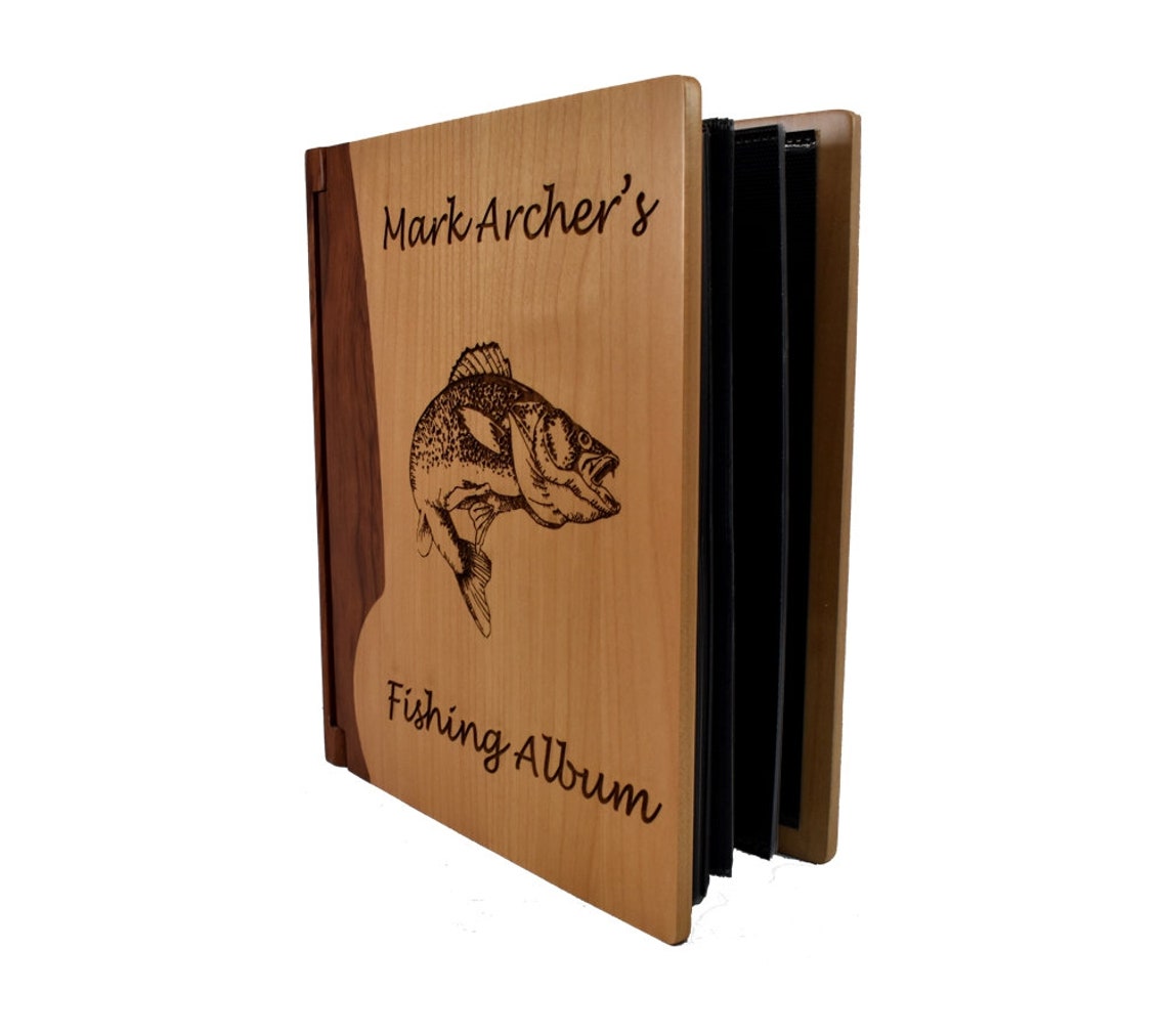 Personalized Wood Fishing Photo Album Custom Engraved Rustic - Etsy