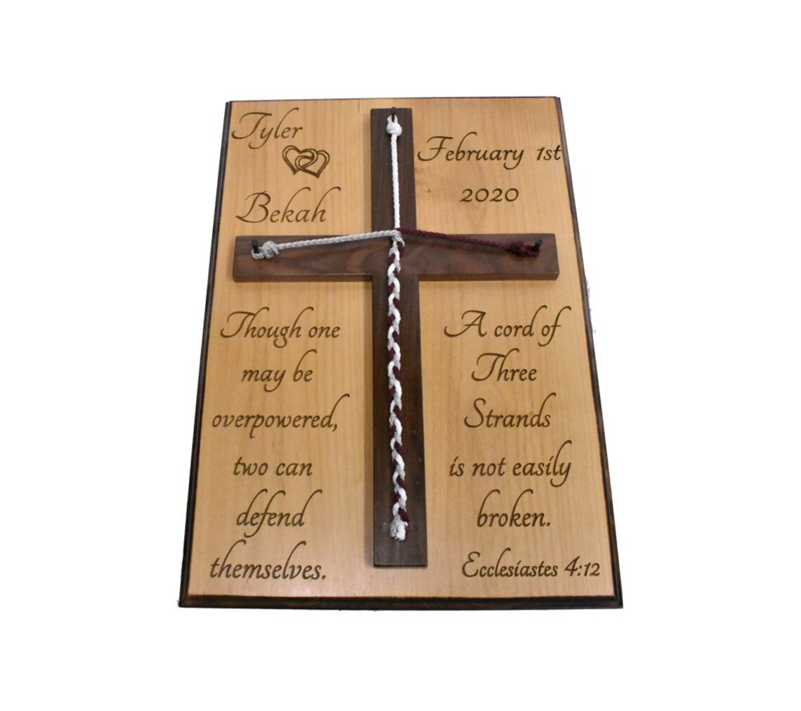 Wood Wedding Unity Signs Cord of Three Strands Ecclesiastes - Etsy