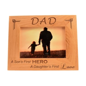 Dad Custom Engraved Wooden Photo Frame- Dad Gift From Son Daughter Wife ...