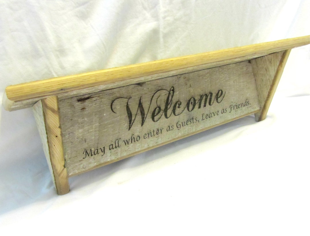 Vintage Reclaimed Barnwood Shelf - Welcome - Etsy