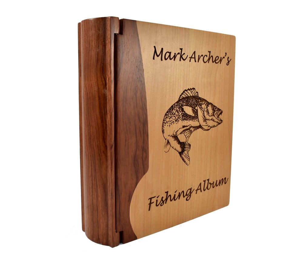Personalized Wood Fishing Photo Album Custom Engraved Rustic - Etsy