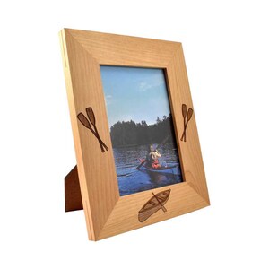 Custom Engraved Wooden Picture Frame- Canoe Engraved Photo Frame - Etsy