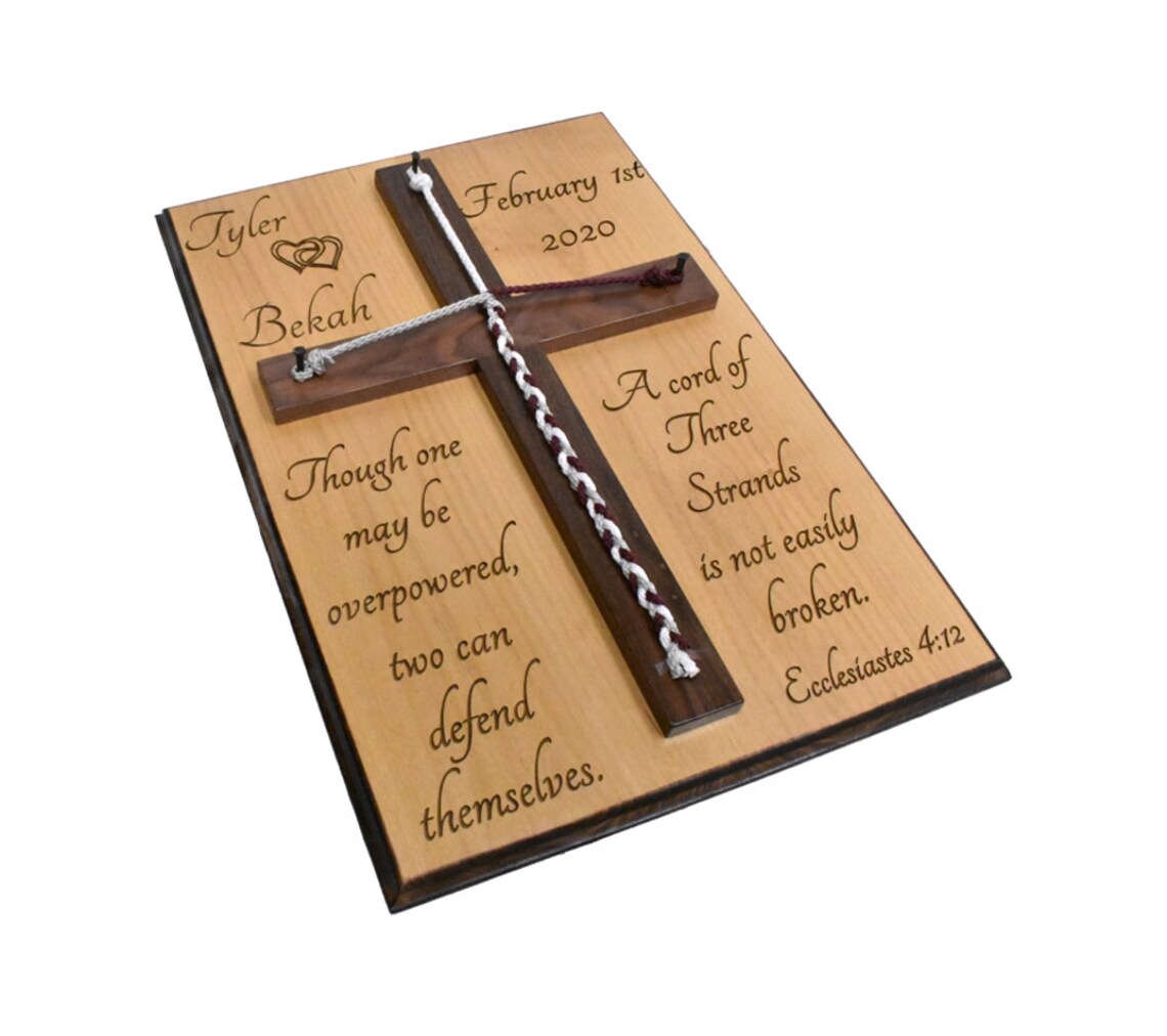 Wood Wedding Unity Signs Cord of Three Strands Ecclesiastes - Etsy