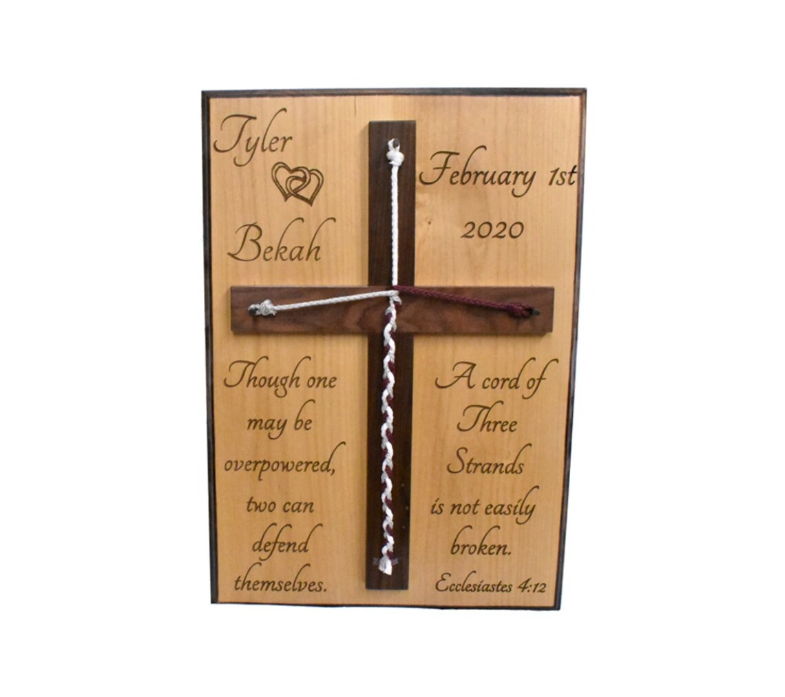 Wood Wedding Unity Signs Cord of Three Strands Ecclesiastes - Etsy