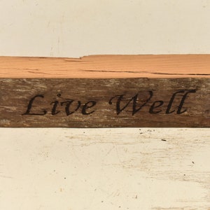 Live Well Inspirational Reclaimed Wood Block Sign - Etsy