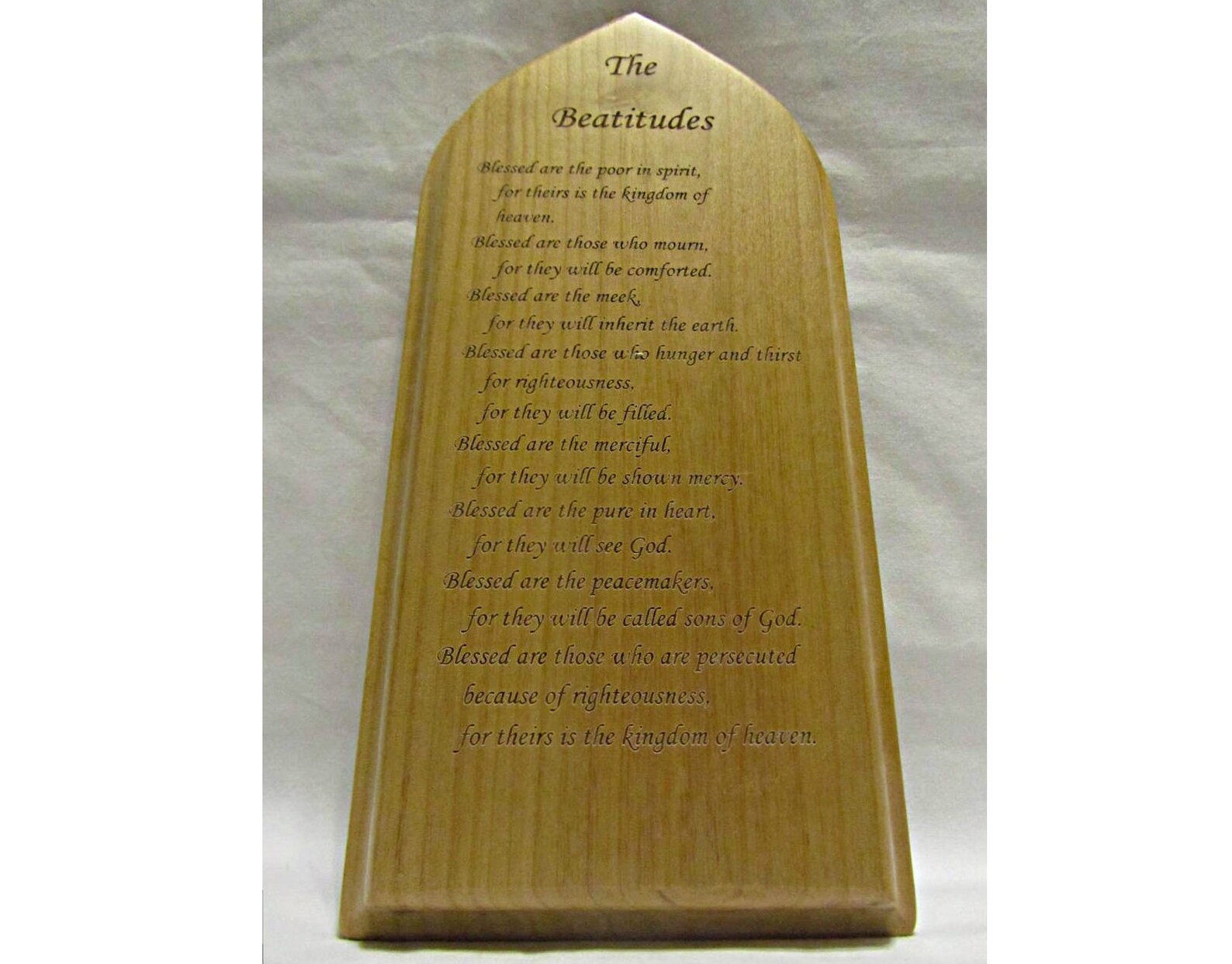 Custom Engraved Wood Pointed Top Plaque - Etsy