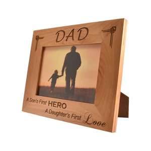 Dad Custom Engraved Wooden Photo Frame- Dad Gift From Son Daughter Wife ...