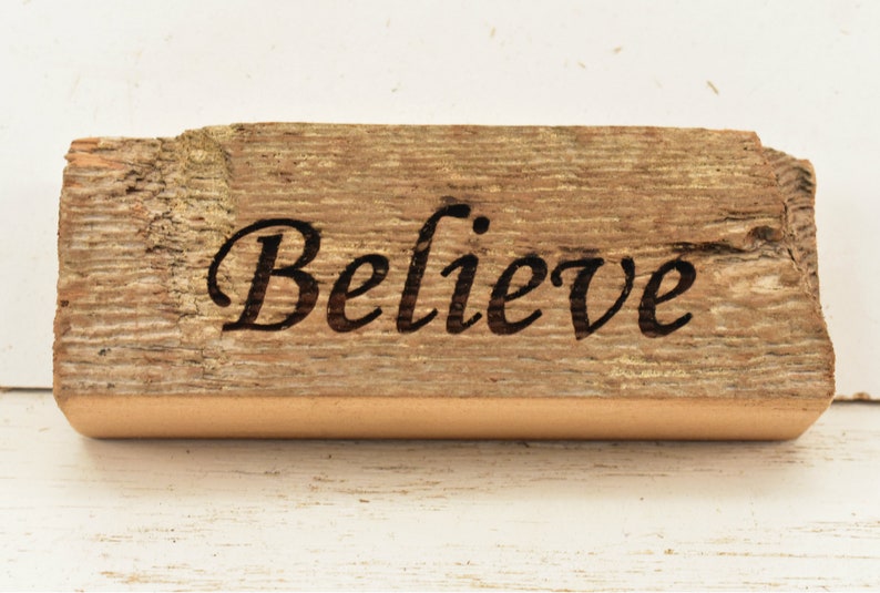 Believe Inspirational Reclaimed Wood Block Sign - Etsy