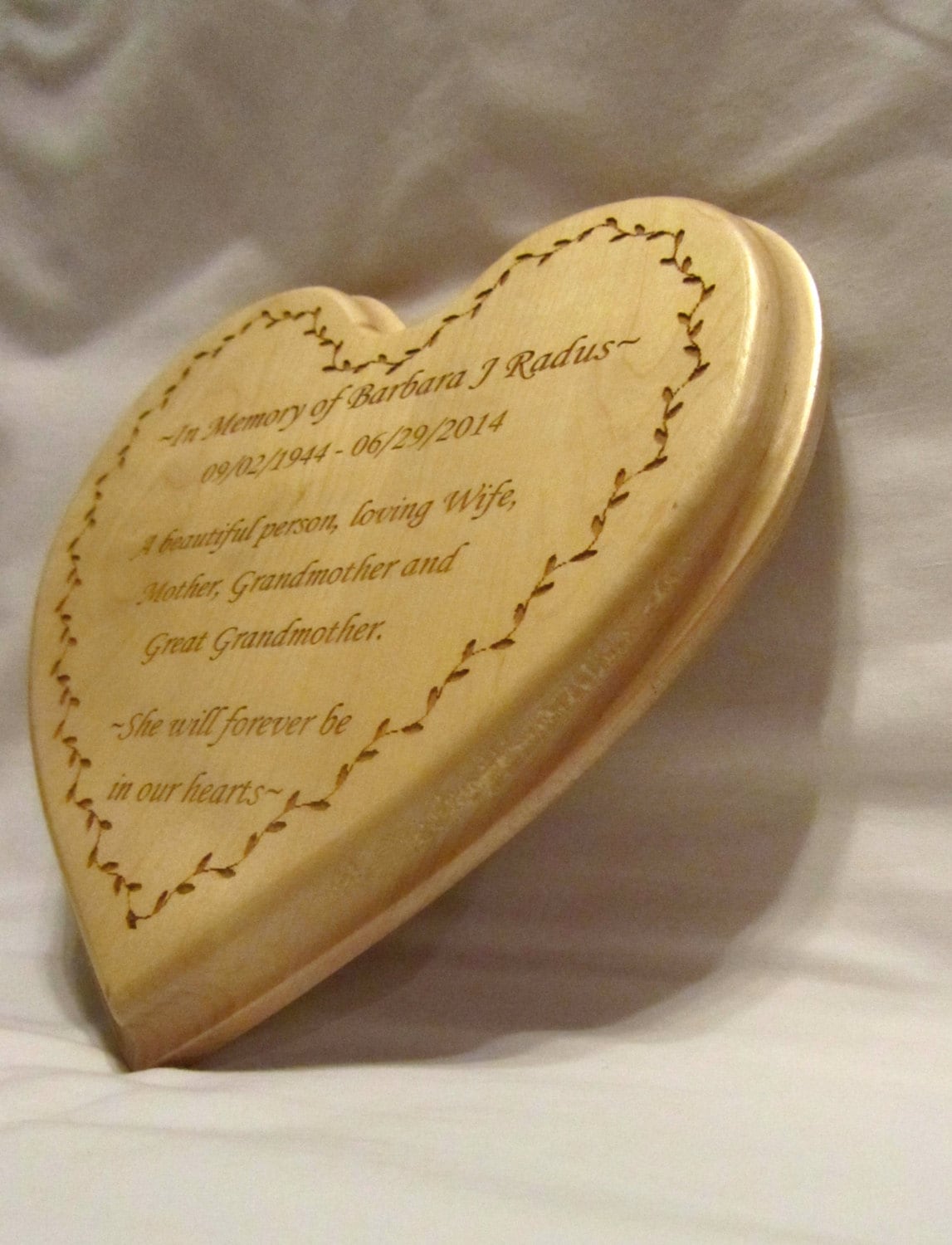 Memorial Custom Engraved Wood Heart Plaque | Etsy