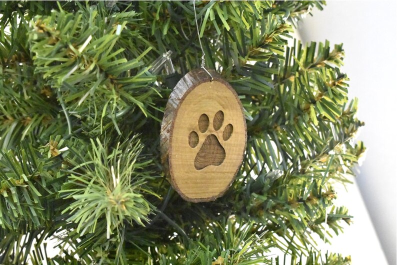 Paw Print Rustic Wood Ornament - Etsy