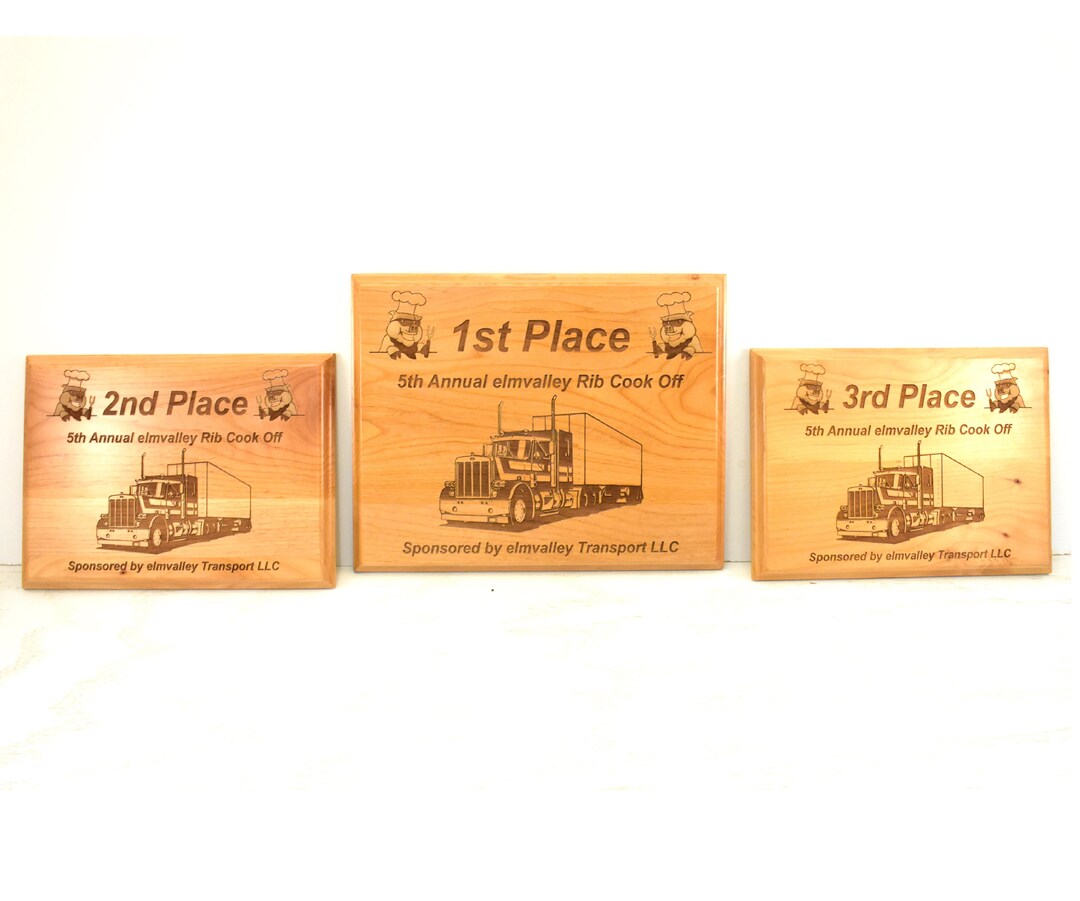 Set of Three Custom Engraved Wood Award Plaques - 1st, 2nd, and 3rd ...