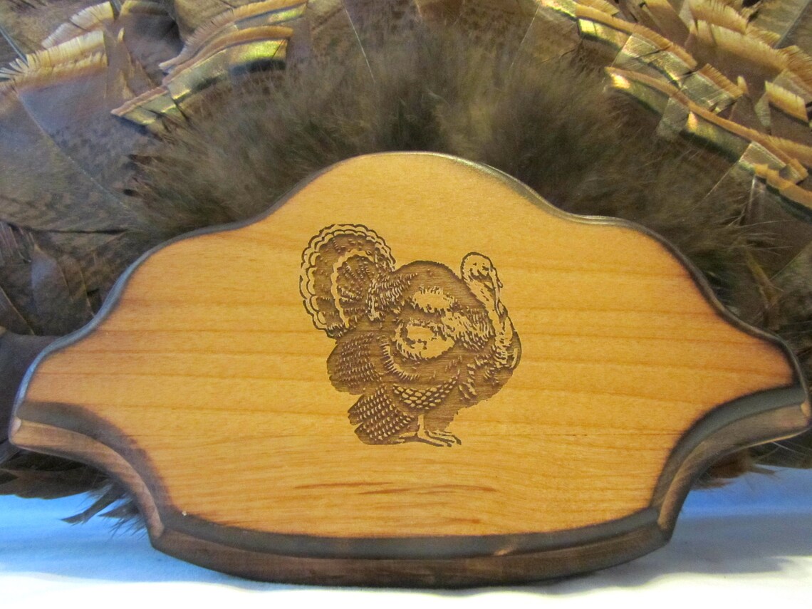 Buy Turkey Fan Mount Wood Engraved Taxidermy Plaque Turkey Online in ...