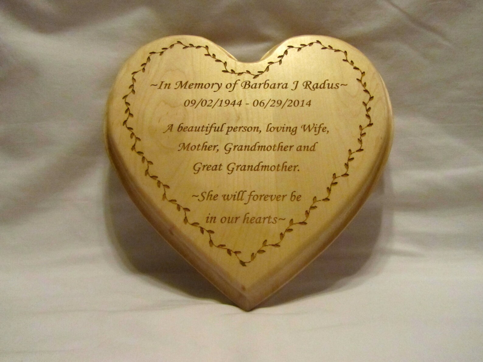 Memorial Custom Engraved Wood Heart Plaque - Etsy