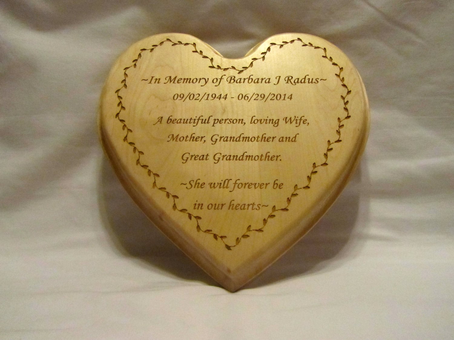 Memorial Custom Engraved Wood Heart Plaque | Etsy