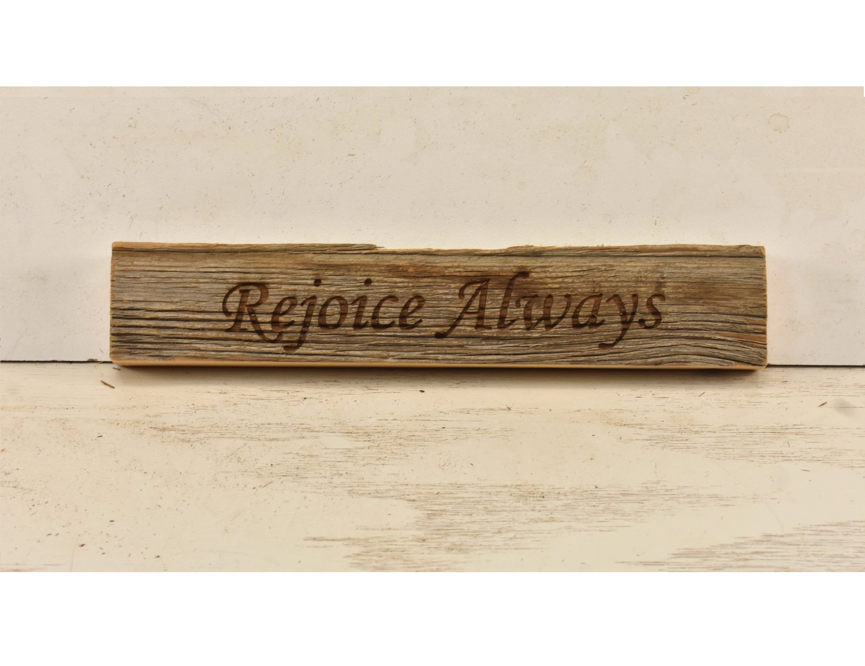 Rejoice Always Inspirational Reclaimed Wood Block Sign | Etsy