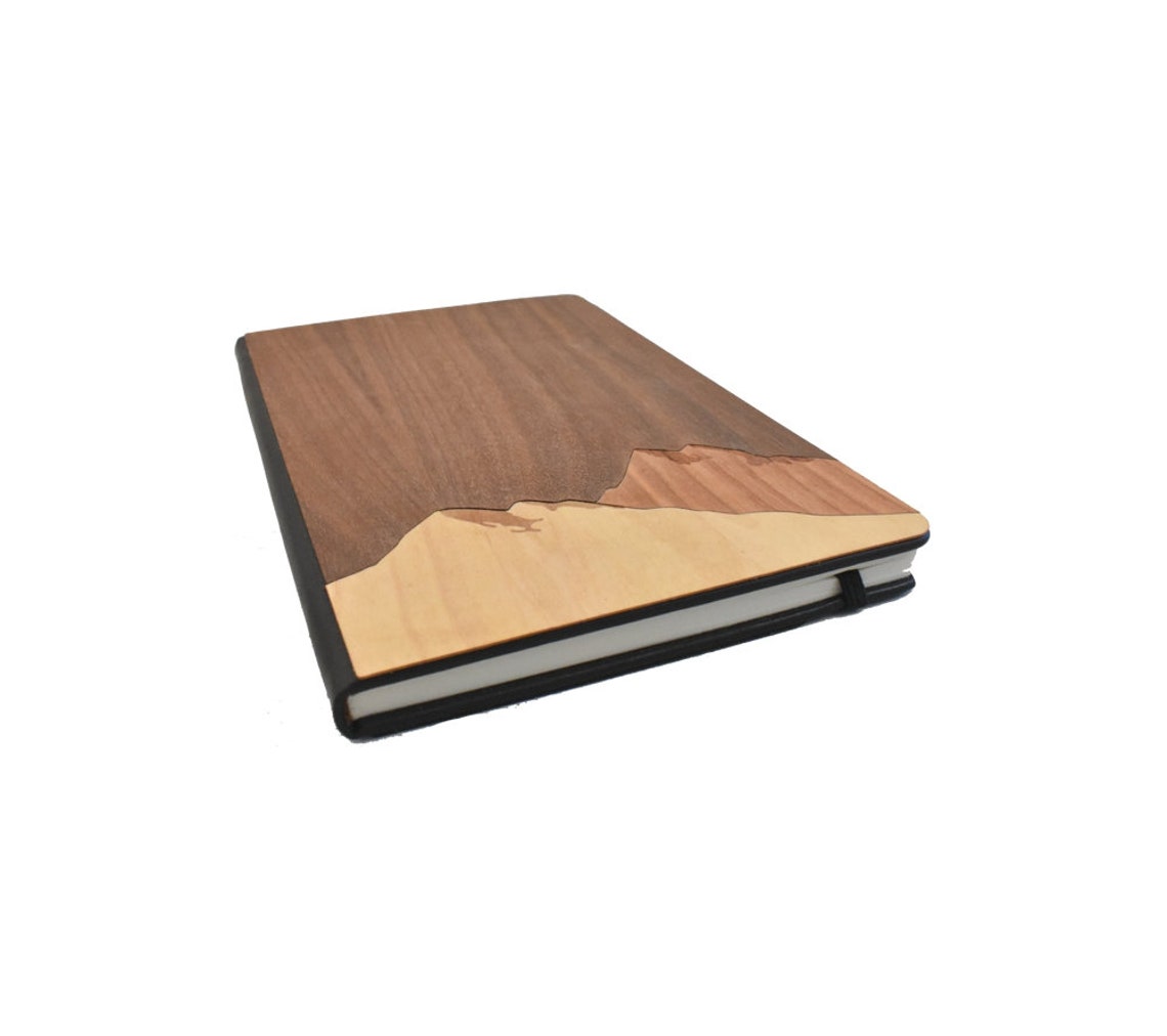 Mountains Engraved Wooden Notebook - Etsy
