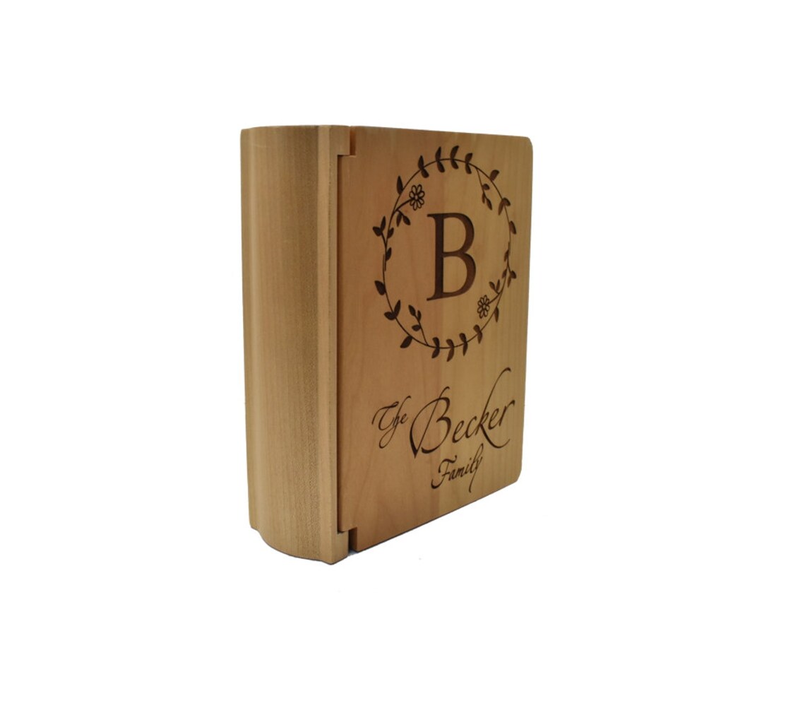 Custom Engraved Wooden Photo Book With Sleeves Family - Etsy