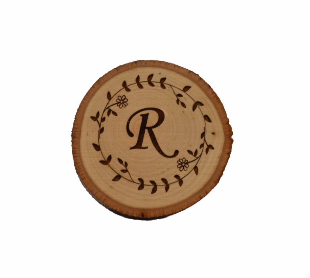 Live Edge Custom Laser Engraved Wooden Coasters - Family Monogram ...
