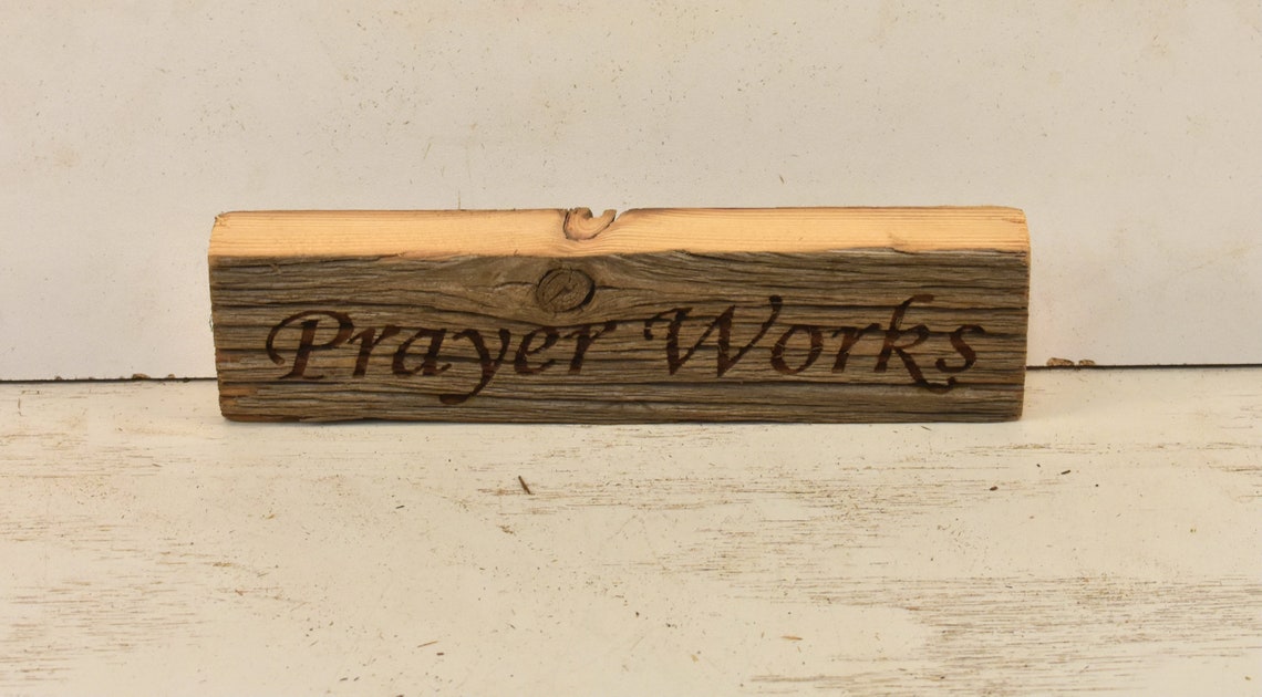 Prayer Works Inspirational Reclaimed Wood Block Sign - Etsy