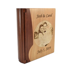 Custom Engraved Wedding Picture Photo Album- Engraved Large Wood Photo ...