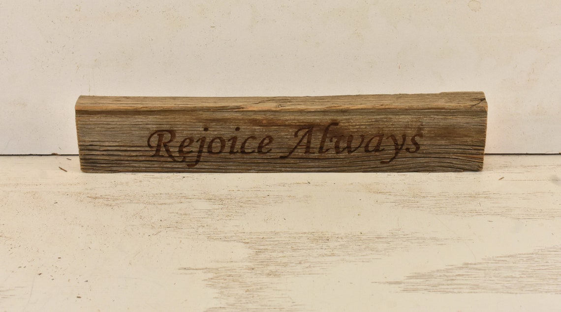 Rejoice Always Inspirational Reclaimed Wood Block Sign | Etsy