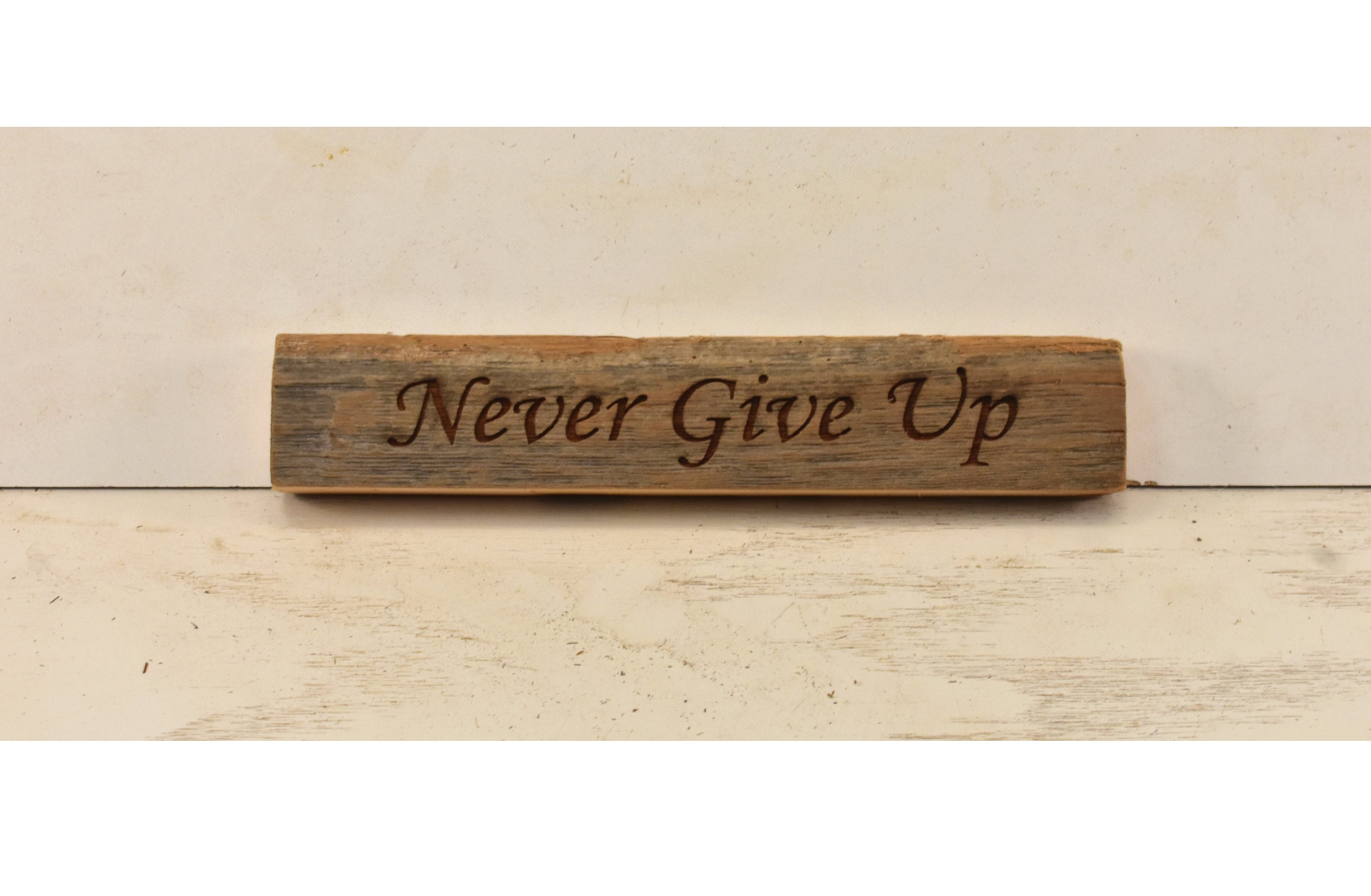 Never Give Up Inspirational Reclaimed Wood Block Sign | Etsy