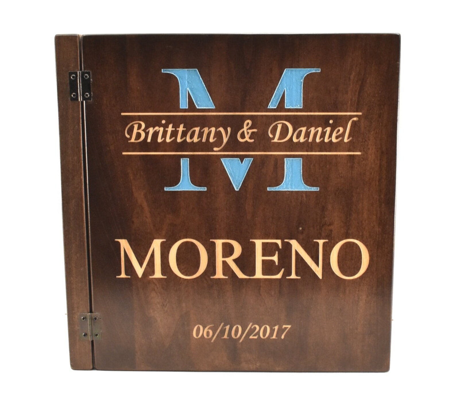 Personalized Monogram Wooden Wedding Photo Album Colored | Etsy