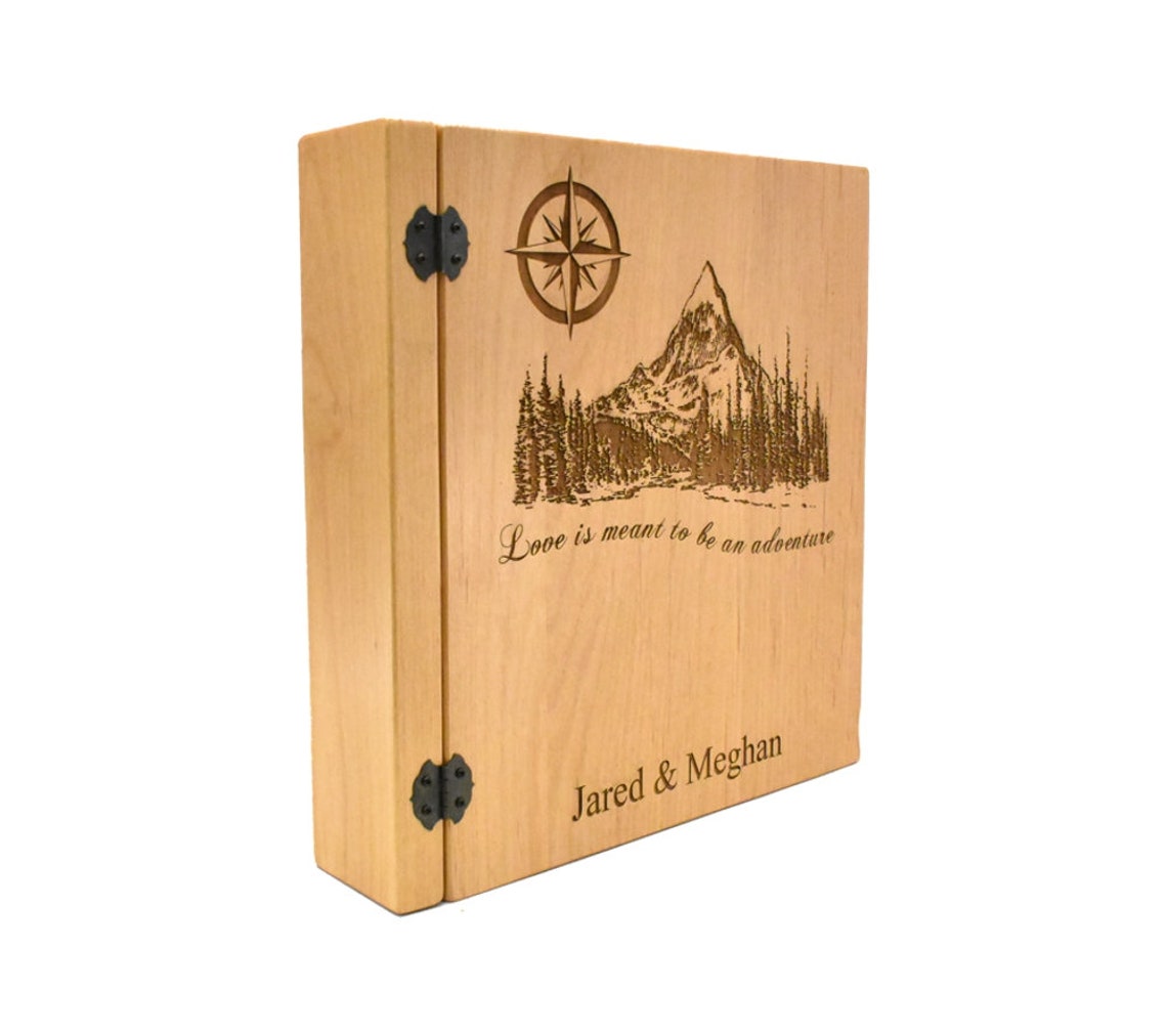 Custom Engraved Wedding Anniversary Wooden Photo Album- Engraved Love ...