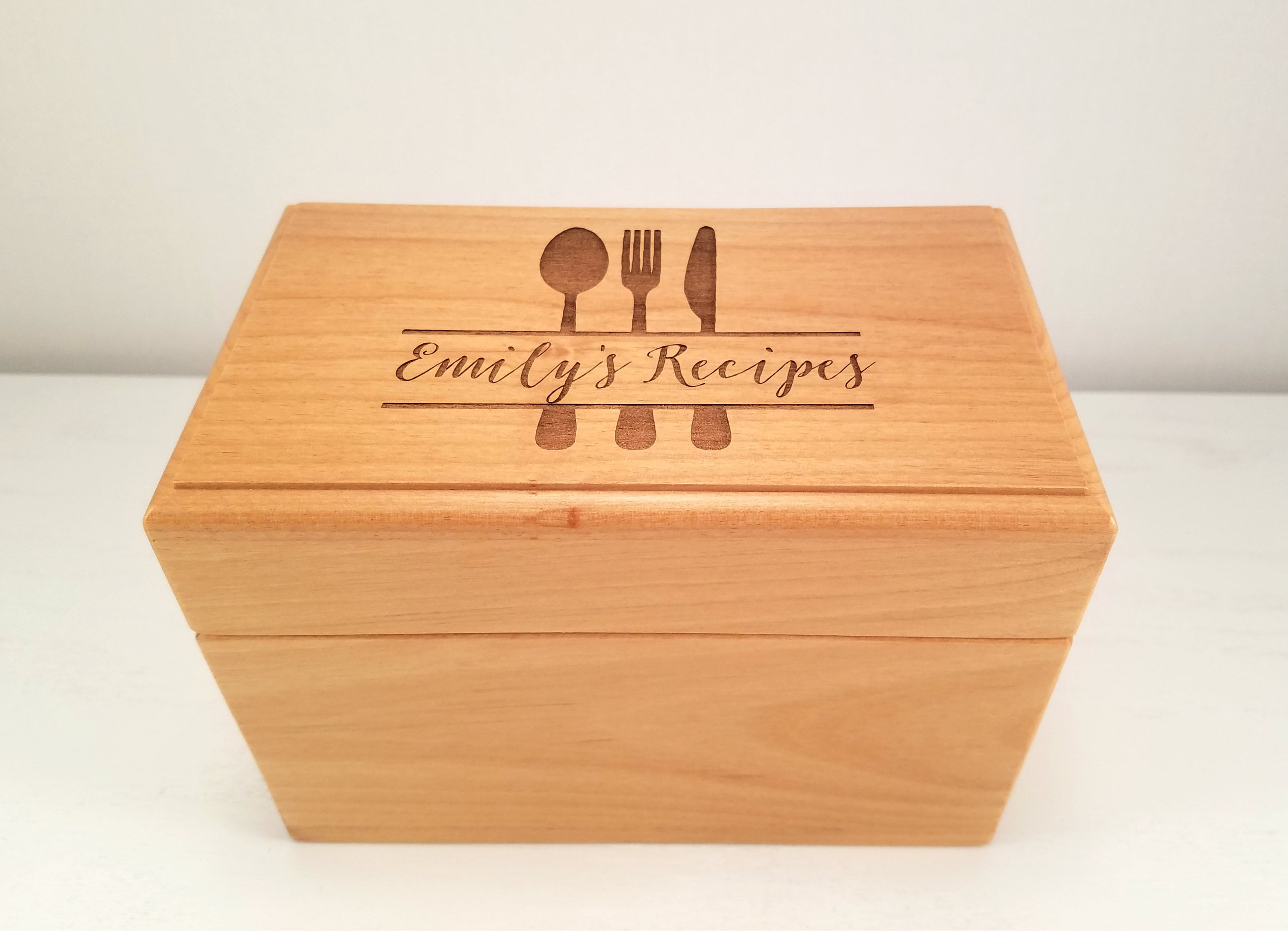 Custom Engraved Wooden Recipe Box Style 2 | Etsy
